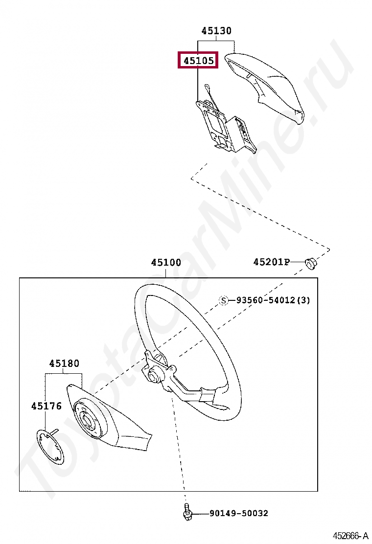 Запчасти Тойота: PLATE SUB-ASSY, HORN BUTTON CONTACT, NO.1 (4510536030)