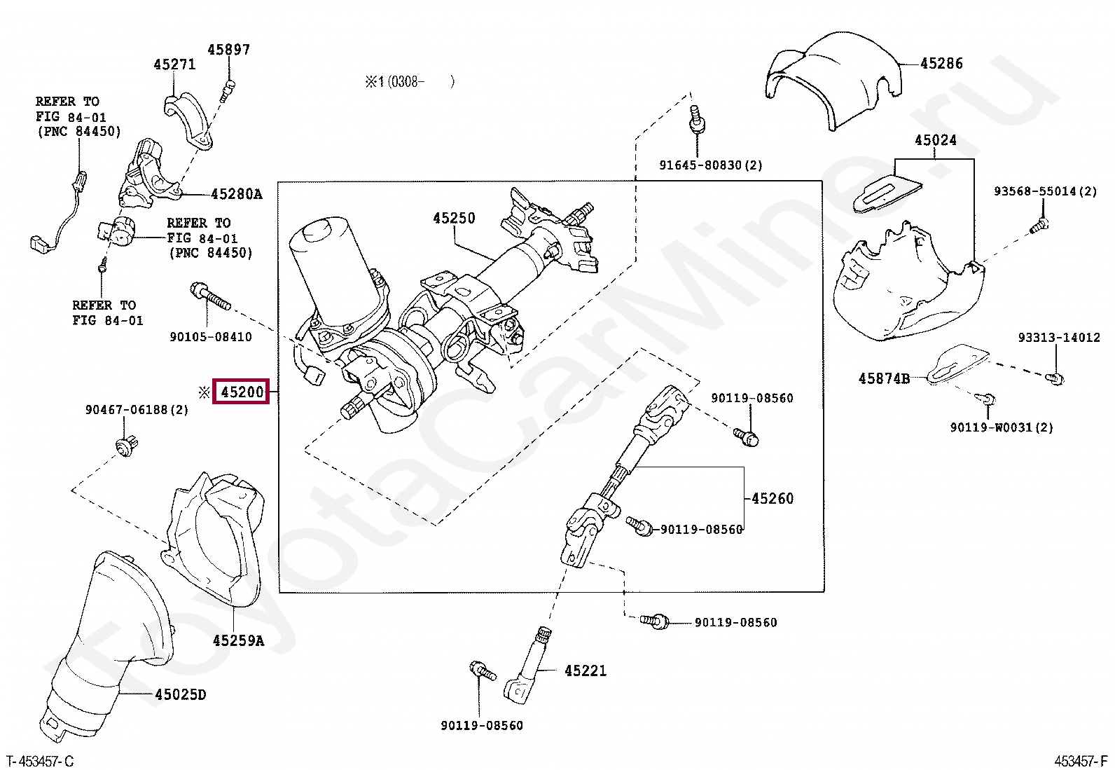 Запчасти Тойота: POST ASSY, STEERING (4520005351)