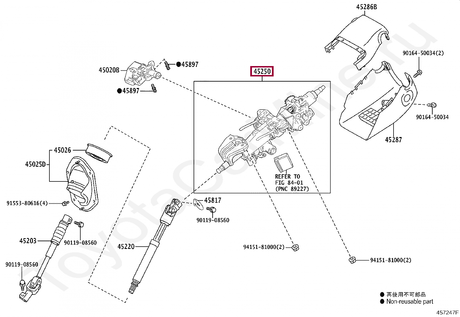 Запчасти Тойота: COLUMN ASSY, STEERING (4525060D00)