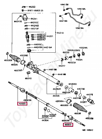 Запчасти Тойота: END SUB-ASSY, STEERING RACK (4550329485)