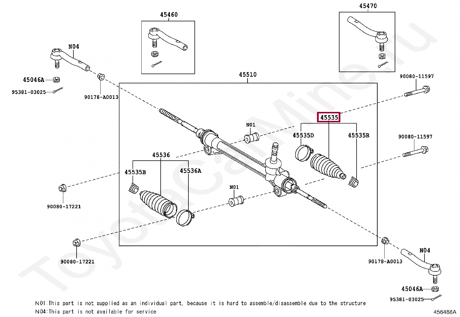 Запчасти Тойота: Пыльник рулевой рейки (4553549035)