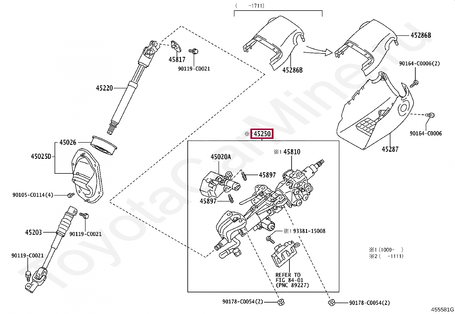 Запчасти Тойота: COLUMN ASSY, STEERING (4581060040)