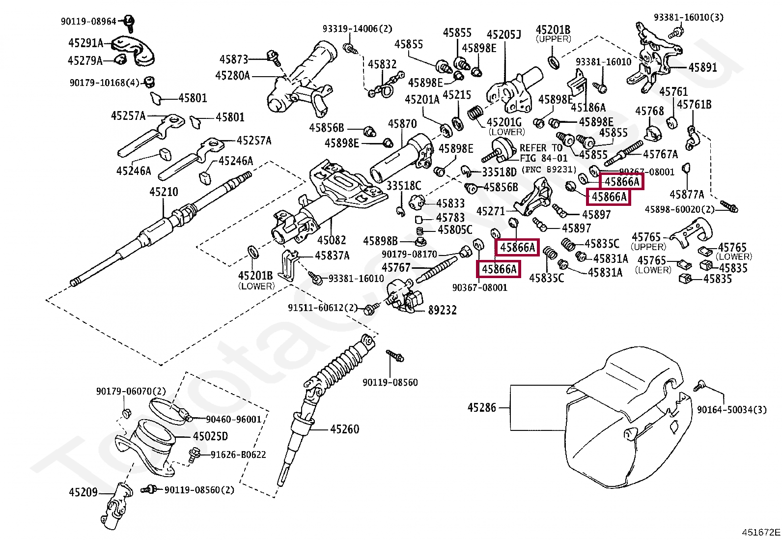 Запчасти Тойота: STOPPER, STEERING MAIN SHAFT BUSH (4586660020)