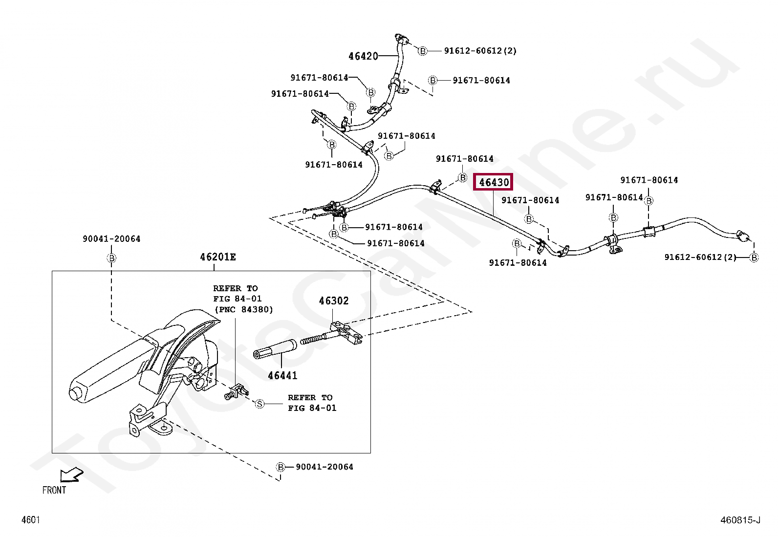 Запчасти Тойота: CABLE ASSY, PARKING BRAKE, NO.3 (46430B4011)