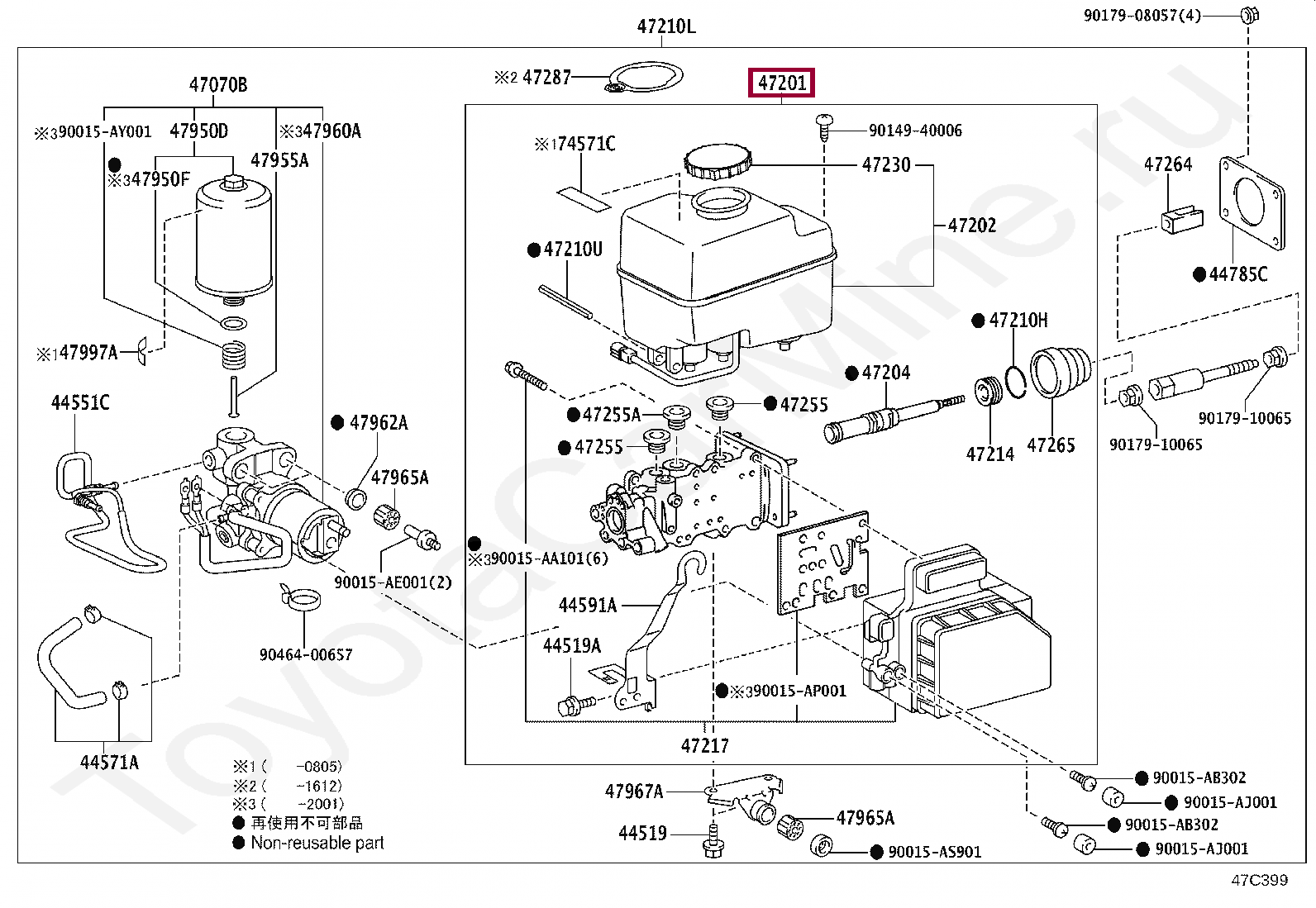 Запчасти Тойота: CYLINDER SUB-ASSY, BRAKE MASTER (4705260710)