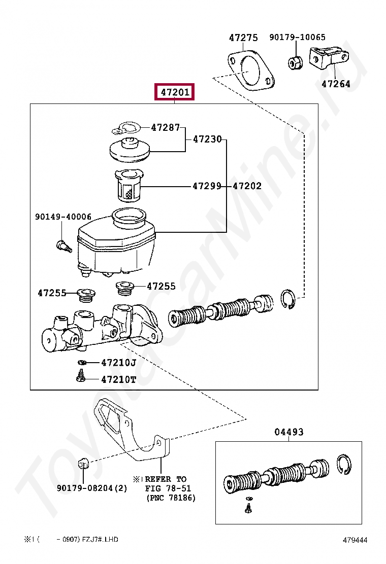 Запчасти Тойота: CYLINDER SUB-ASSY, BRAKE MASTER (4720160A00)