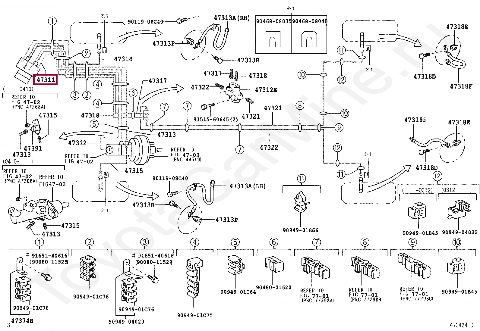 Запчасти Тойота: TUBE, FRONT BRAKE, NO.1 (4731105220)