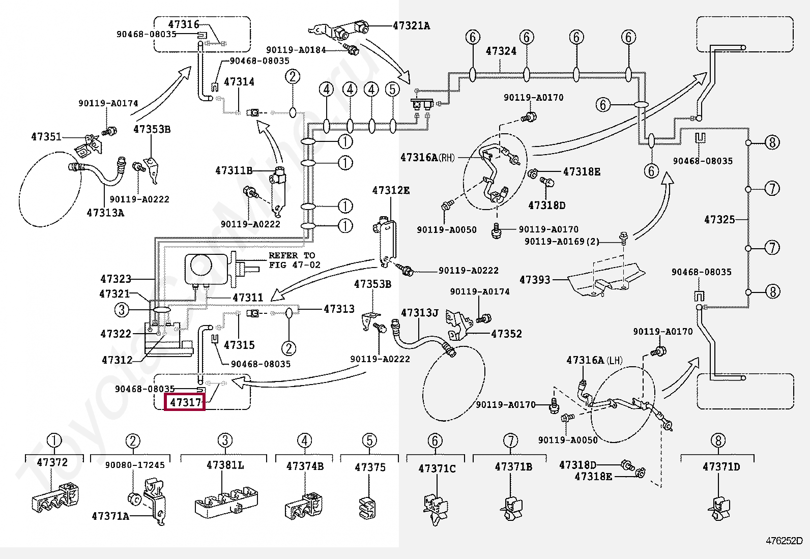 Запчасти Тойота: TUBE, FRONT BRAKE, NO.7 (473170C031)