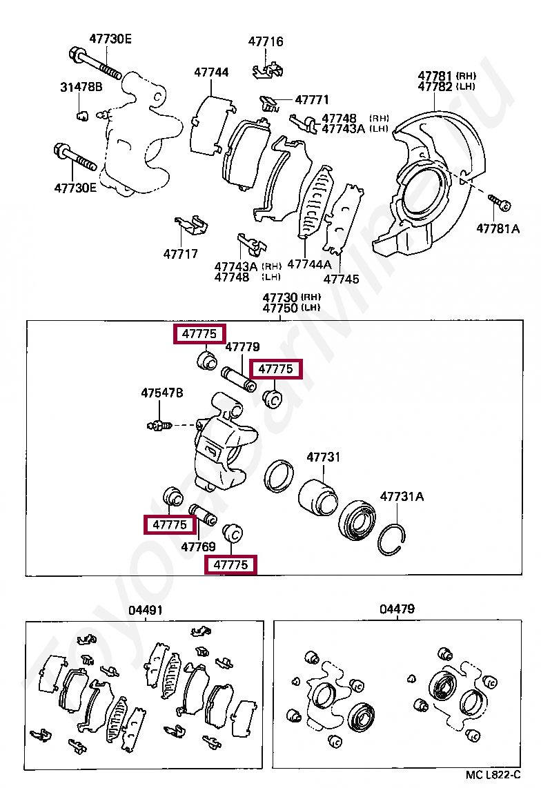Запчасти Тойота: BOOT, BUSH DUST(FOR FRONT DISC BRAKE) (4777532010)
