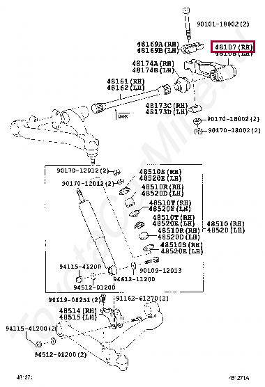 Запчасти Тойота: ARM SUB-ASSY, ANCHOR, RH (4810736030)