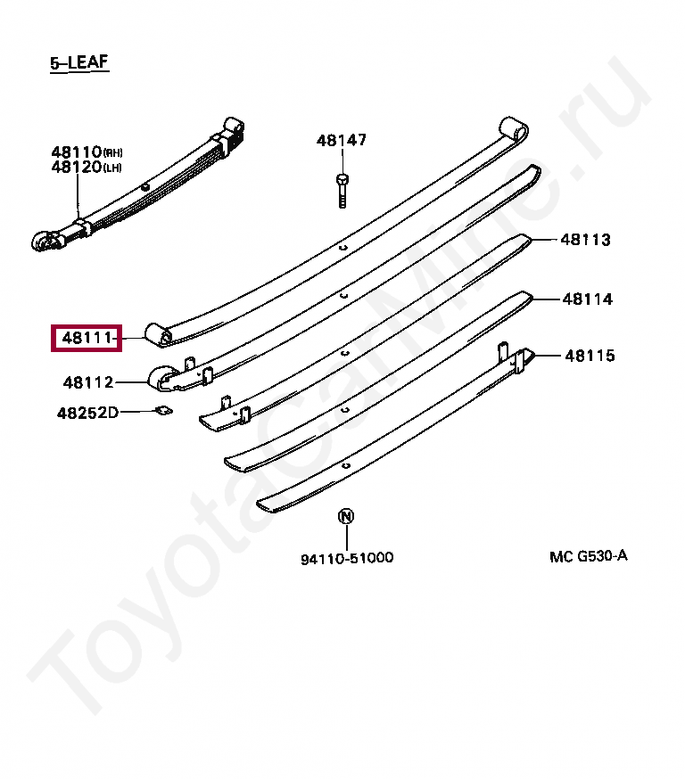 Запчасти Тойота: LEAF, FRONT SPRING, NO.1 (4811135210)