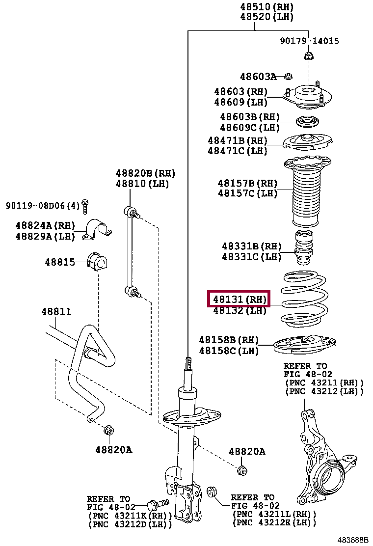 Запчасти Тойота: SPRING, FRONT COIL, RH (4813133C10)
