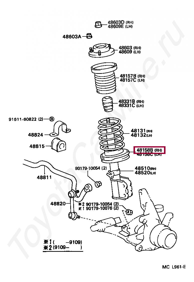 Запчасти Тойота: INSULATOR, FRONT COIL SPRING, LOWER LH (4815833010)
