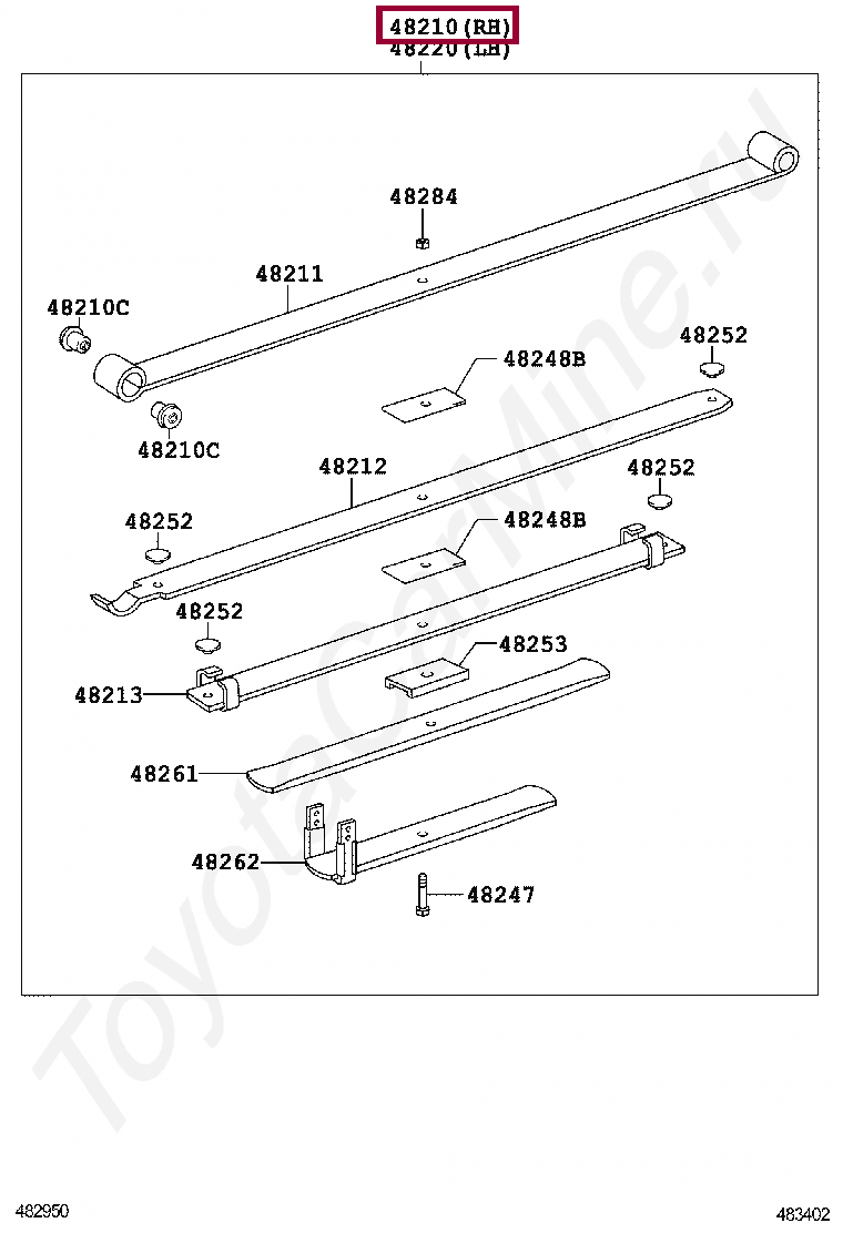 Запчасти Тойота: SPRING ASSY, REAR LH (482100K351)
