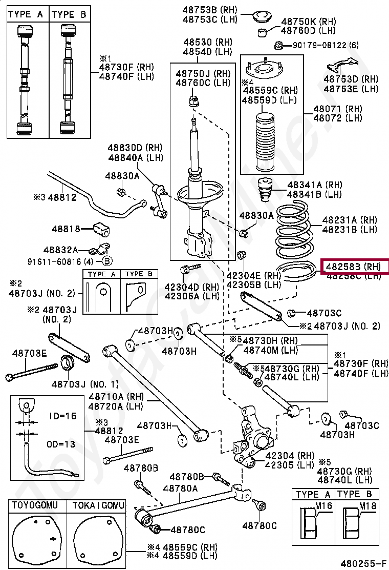 Запчасти Тойота: INSULATOR, REAR COIL SPRING, LOWER LH (4825812030)