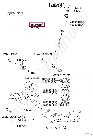 Запчасти Тойота: ABSORBER ASSY, SHOCK, REAR LH (4853180805)