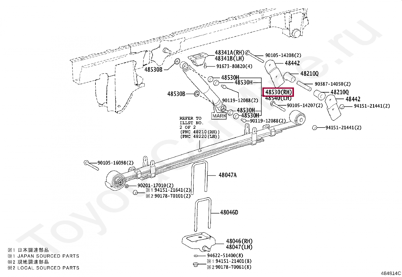 Запчасти Тойота: ABSORBER ASSY, SHOCK, REAR LH (4853180819)