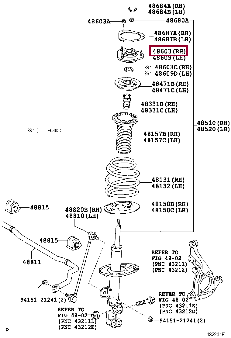 Запчасти Тойота: Опора переднего амортизатора (4860942060)