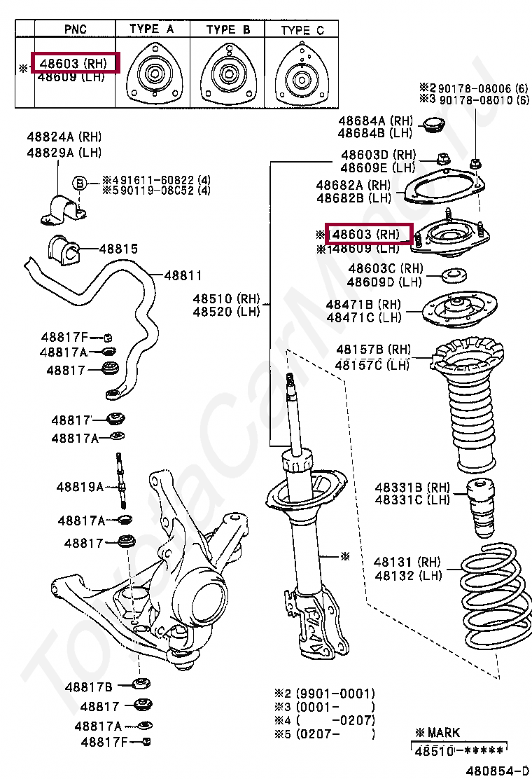 Запчасти Тойота: SUPPORT SUB-ASSY, FRONT SUSPENSION, LH (4860952031)