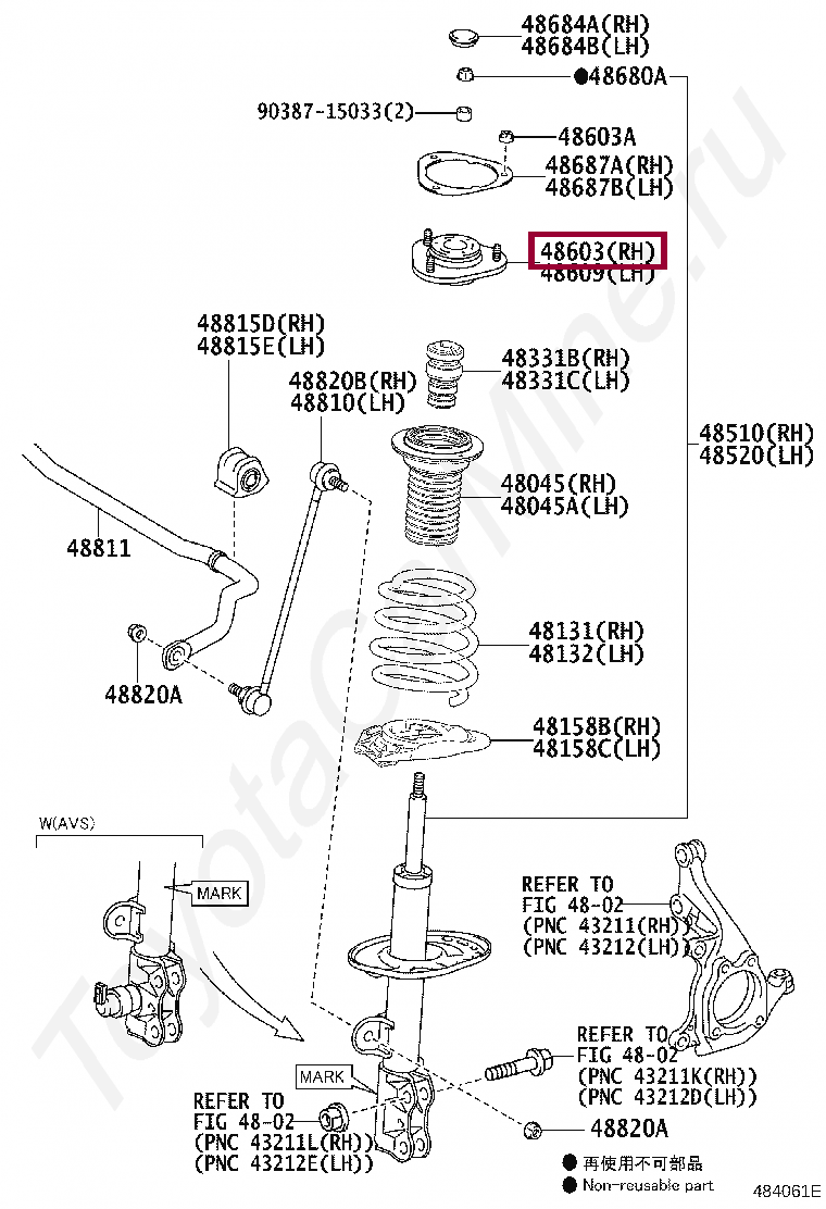 Запчасти Тойота: Опора переднего амортизатора (4860978010)