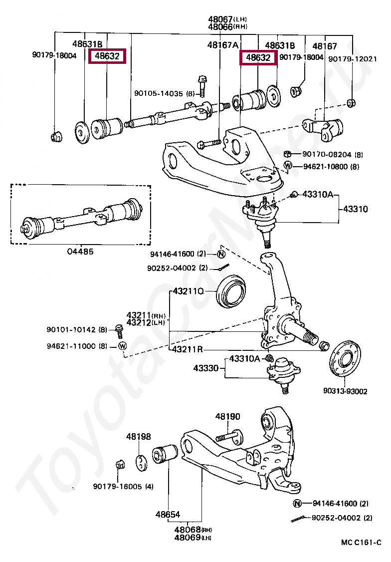Запчасти Тойота: BUSH, UPPER ARM (4863226020)