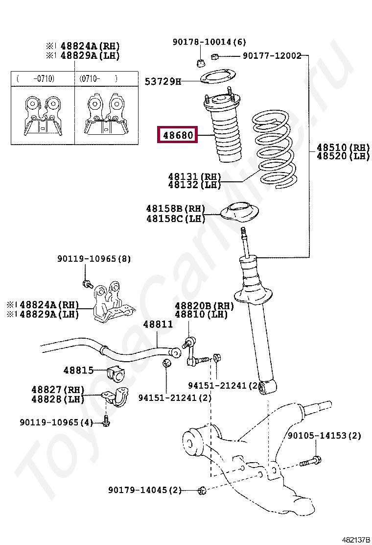 Запчасти Тойота: SUPPORT ASSY, FRONT SUSPENSION (4868053030)