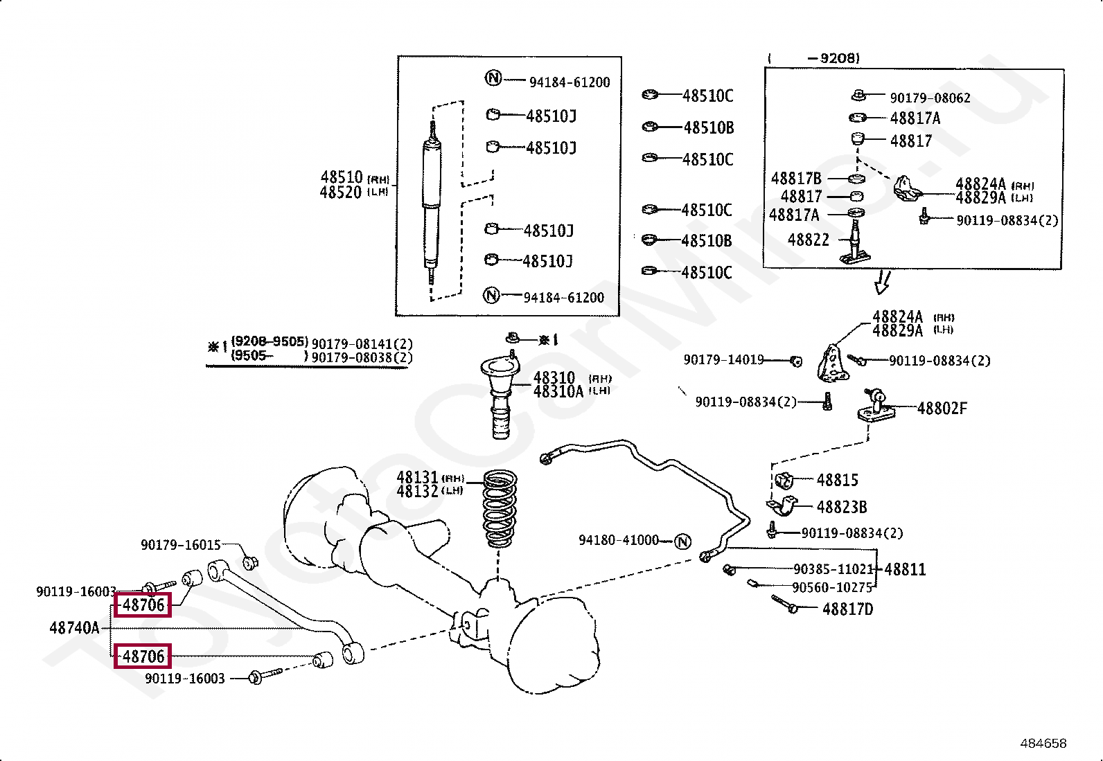 Запчасти Тойота: BUSH SUB-ASSY, FRONT LATERAL CONTROL ROD (4870660030)
