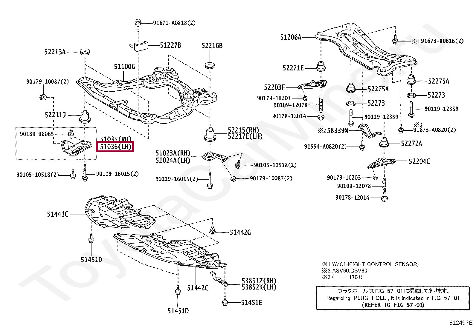 Запчасти Тойота: Кронштейн передней балки, левый (5103633030)