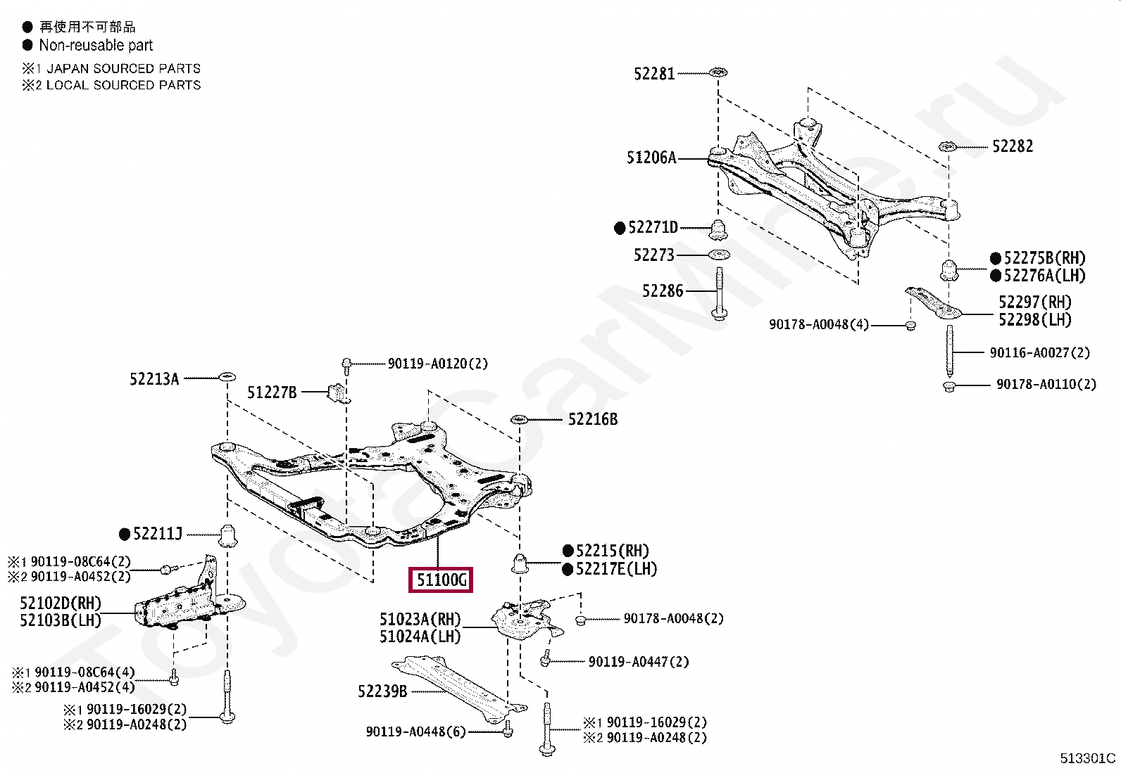 Запчасти Тойота: FRAME ASSY, FRONT (5110006240)