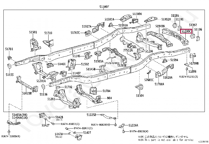 Запчасти Тойота: CROSSMEMBER SUB-ASSY, FRAME, REAR (5120935230)
