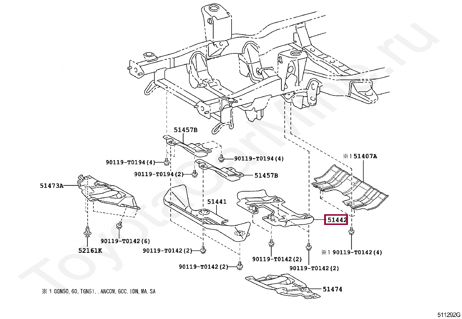 Запчасти Тойота: COVER, ENGINE UNDER, NO.2 (514200K040)