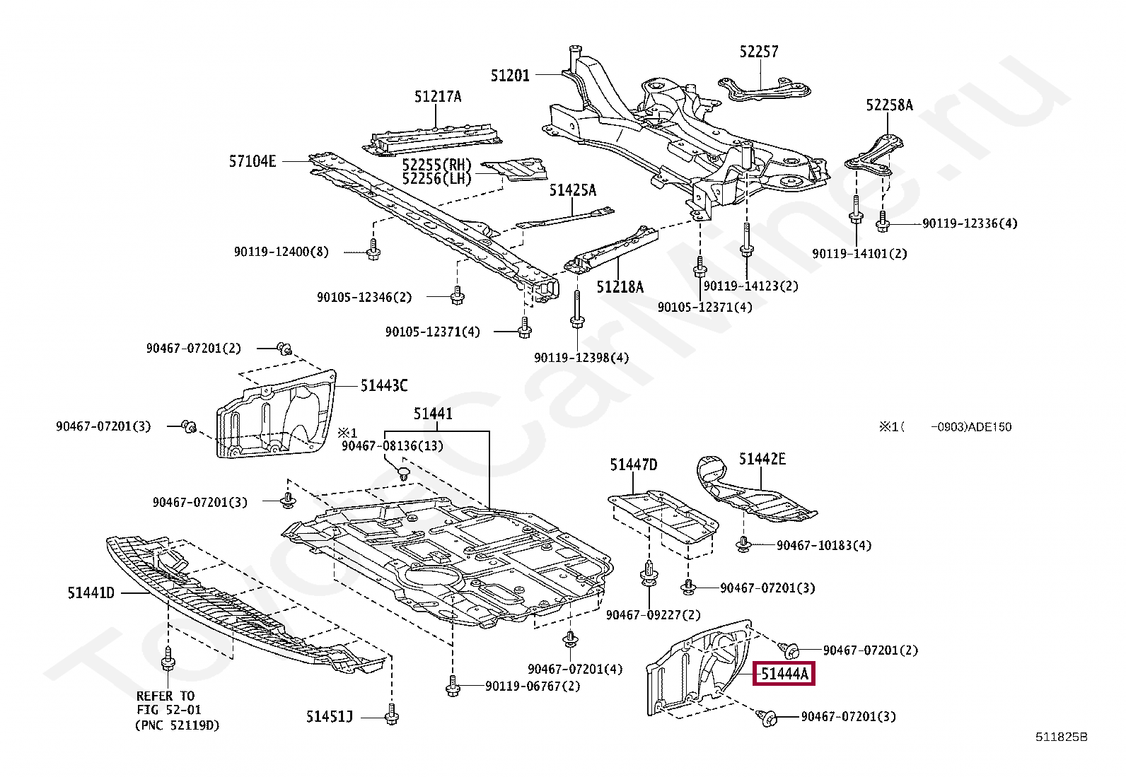 Запчасти Тойота: COVER, ENGINE UNDER, REAR LH (5144412050)