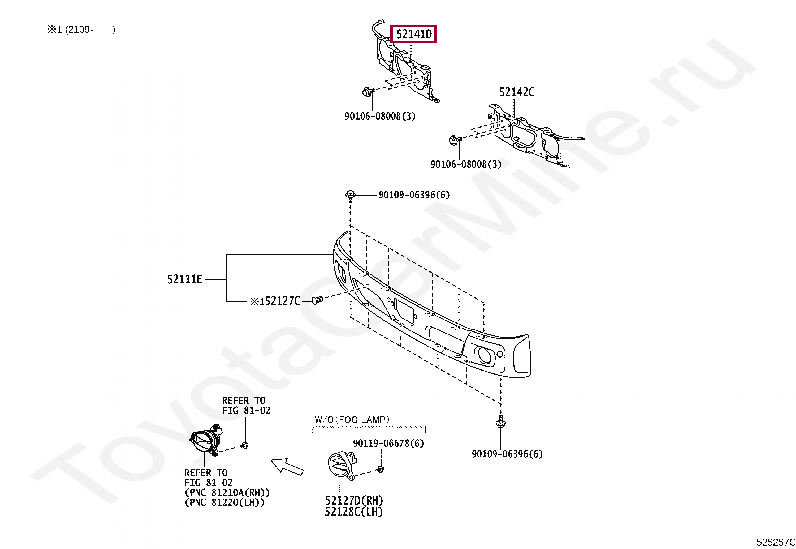 Запчасти Тойота: STAY, FRONT BUMPER, RH (5201137140)