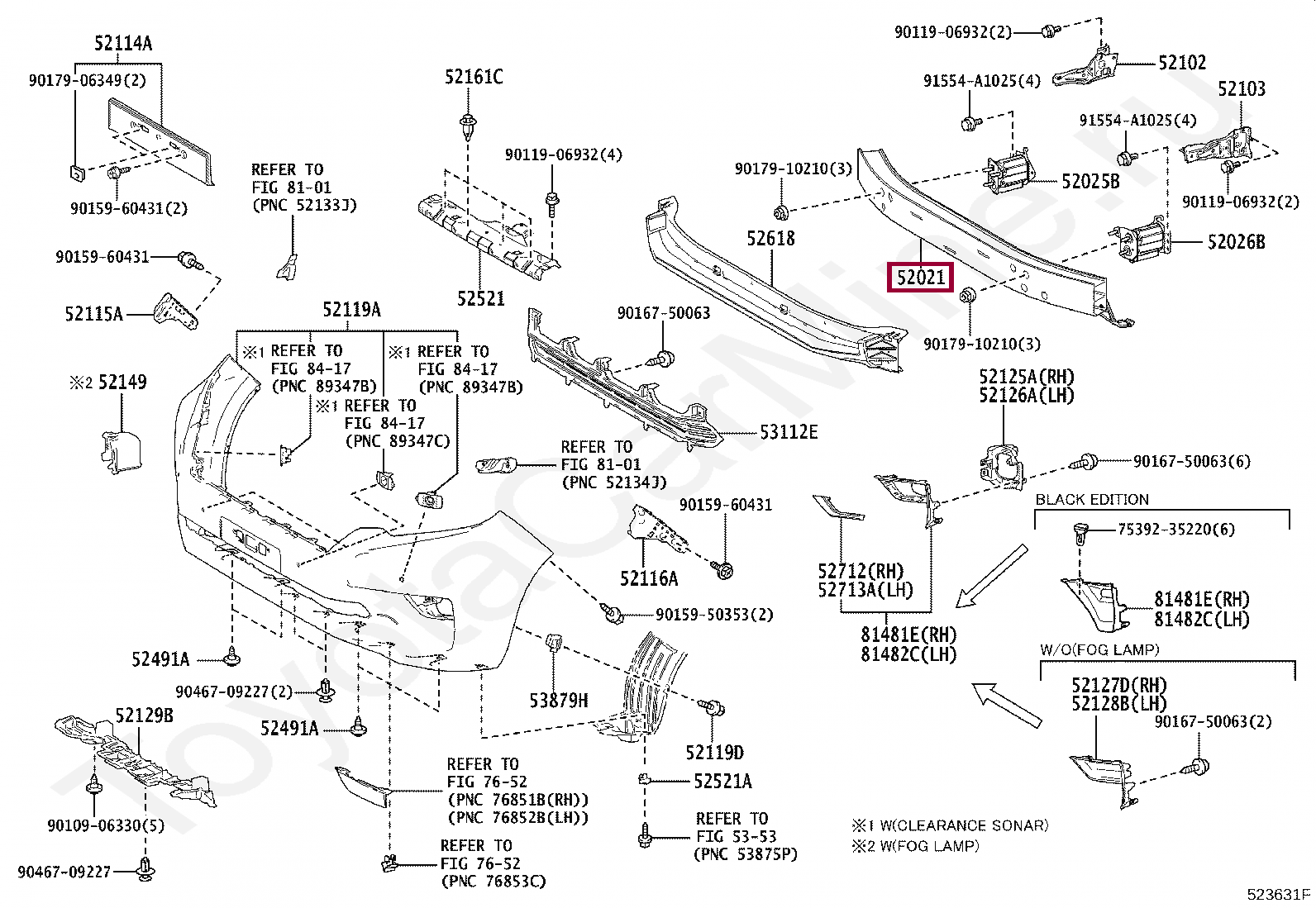 Запчасти Тойота: REINFORCEMENT SUB-ASSY, FRONT BUMPER (5202160210)