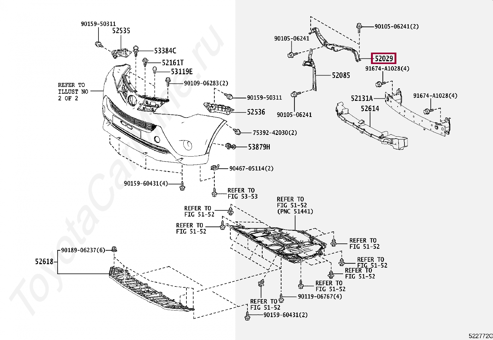 Запчасти Тойота: Усилитель бампера верхний (5202942110)