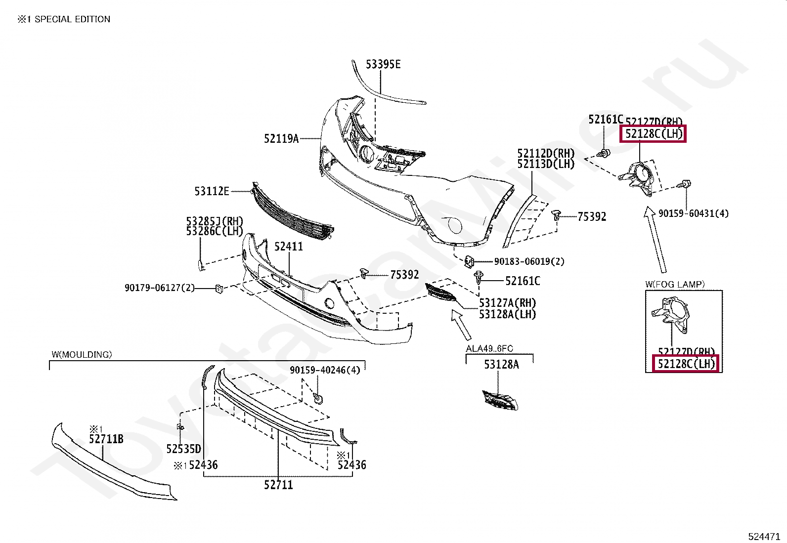 Запчасти Тойота: Накладка левой ПТФ (5204042070)
