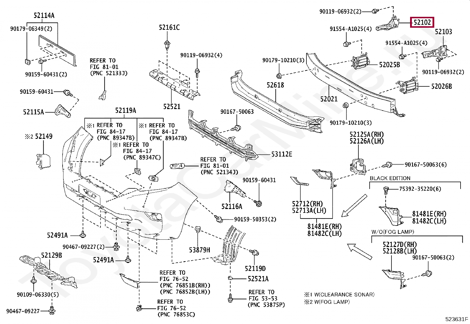 Запчасти Тойота: Кронштейн переднего бампера (5210260281)