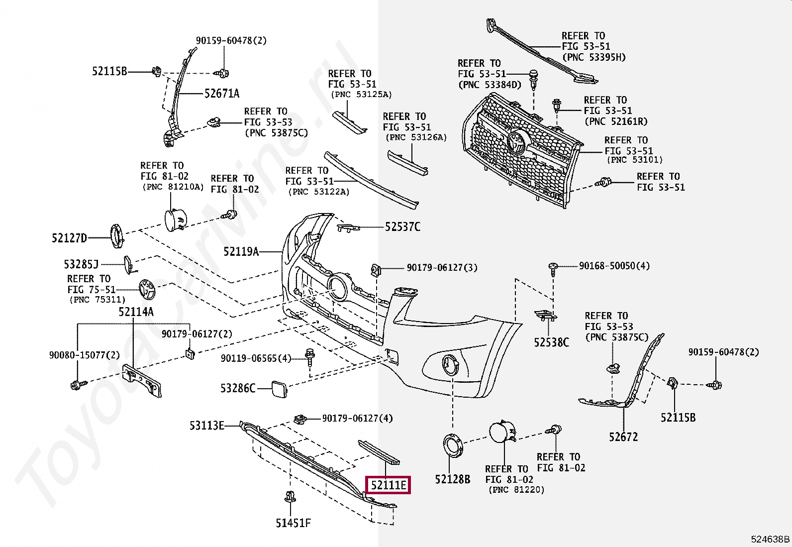 Запчасти Тойота: BAR, FRONT BUMPER (521110R030)