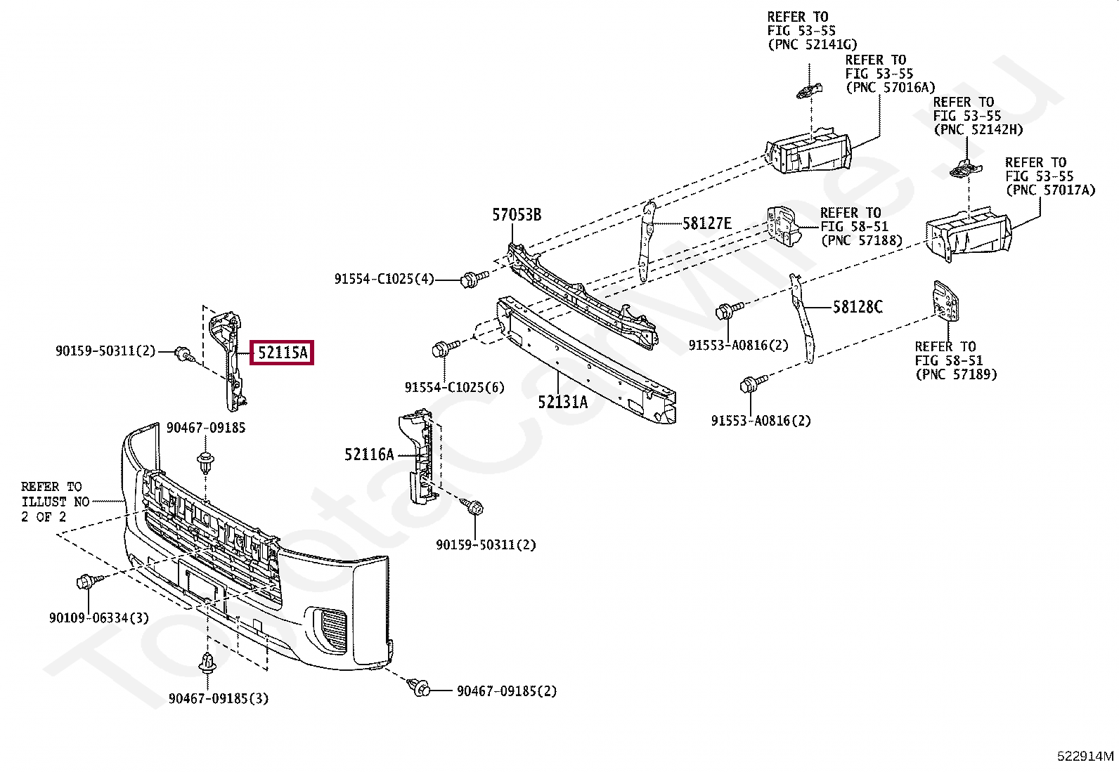 Запчасти Тойота: SUPPORT, FRONT BUMPER SIDE, RH (5211526210)