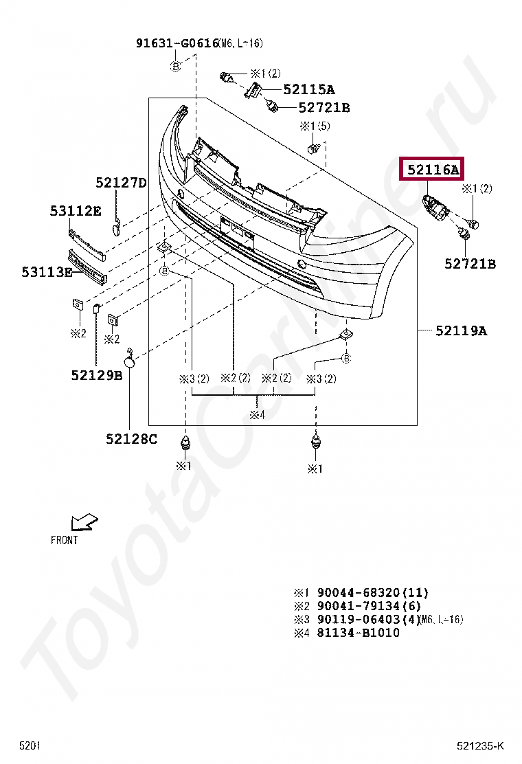 Запчасти Тойота: SUPPORT, FRONT BUMPER SIDE, LH (52116B1010)