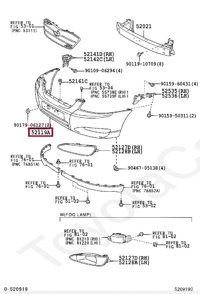 Запчасти Тойота: COVER, FRONT BUMPER (5211913922)
