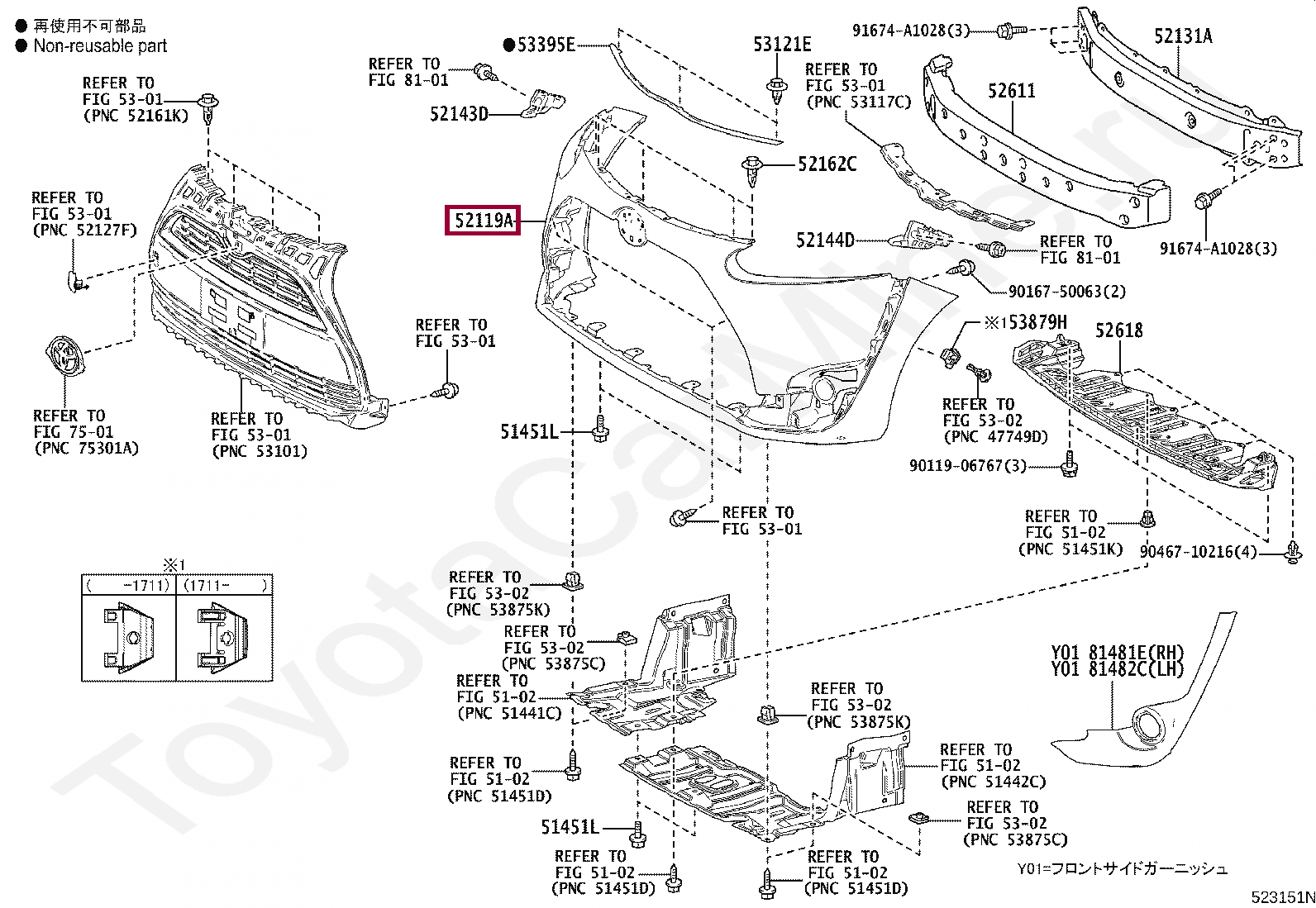 Запчасти Тойота: COVER, FRONT BUMPER (5211952890J0)