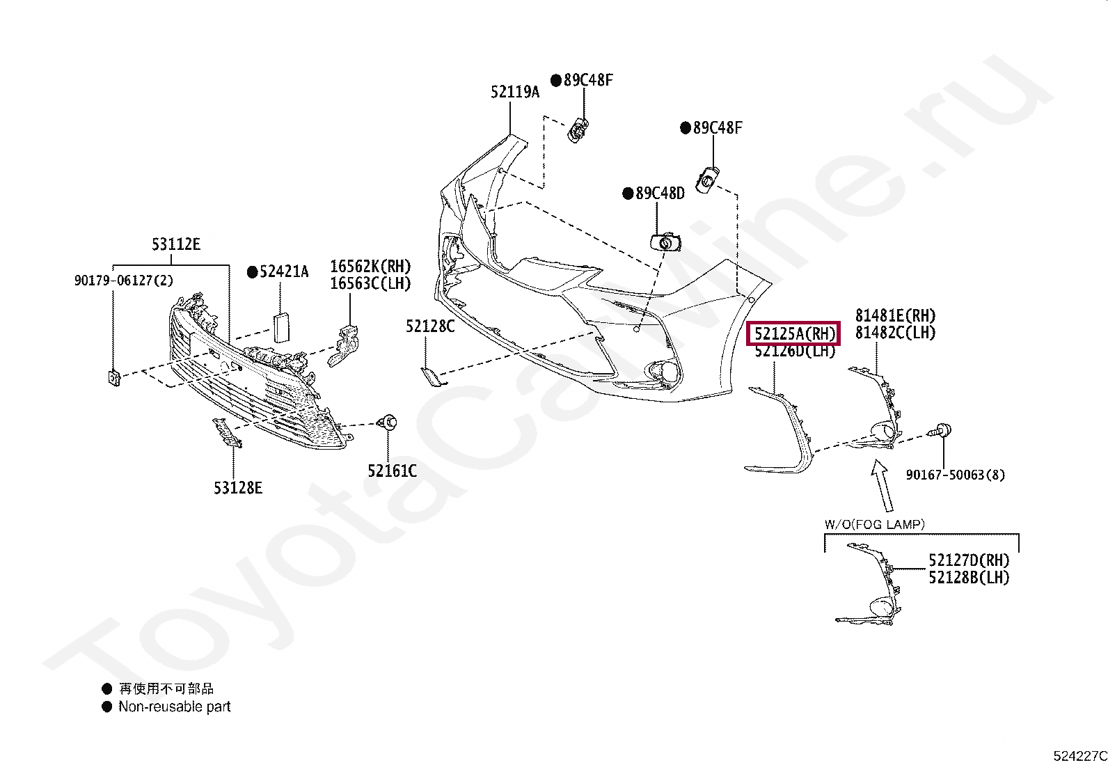 Запчасти Тойота: BRACKET, FOG LAMP MOUNTING, RH (5212502390)