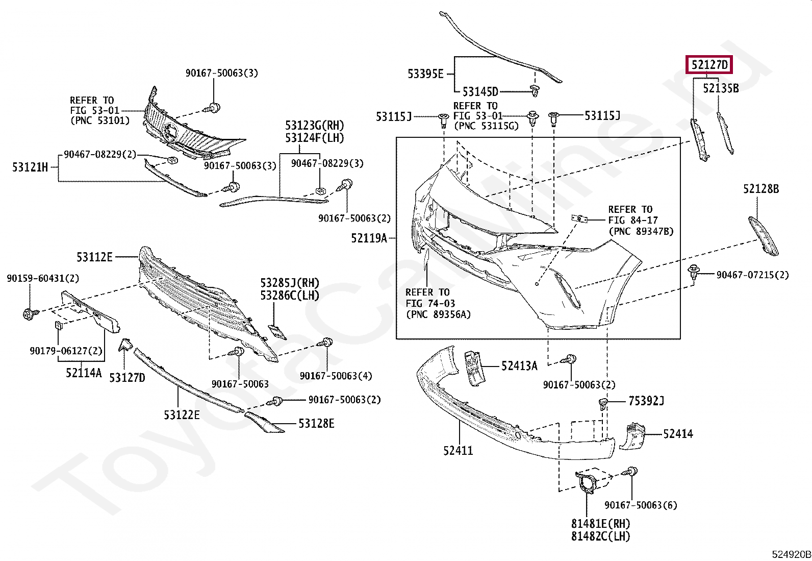 Запчасти Тойота: Заглушка бампера правая (5212748210)
