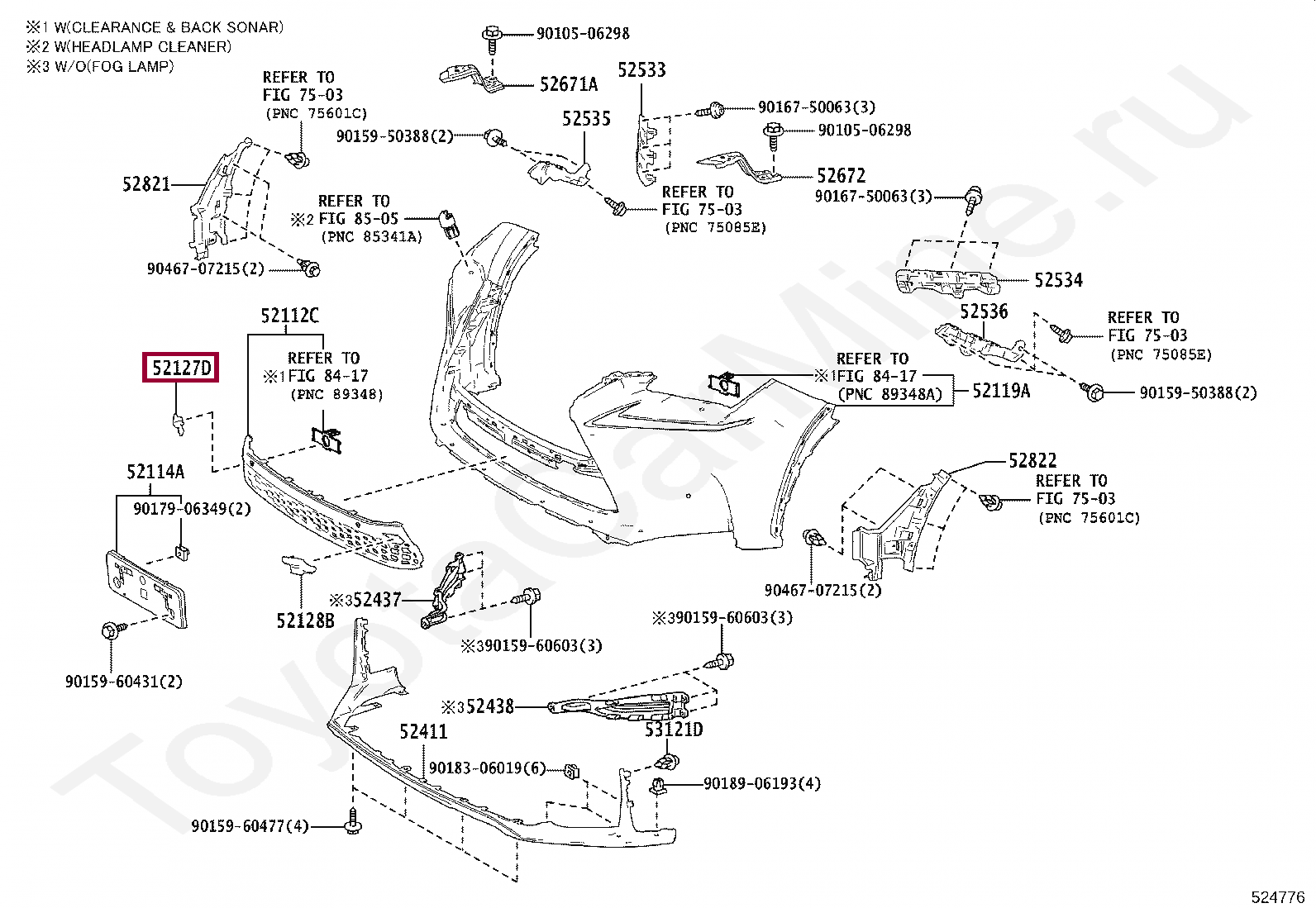Запчасти Тойота: ЗАГЛУШКА БАМПЕРА ПРАВАЯ (5212778010)