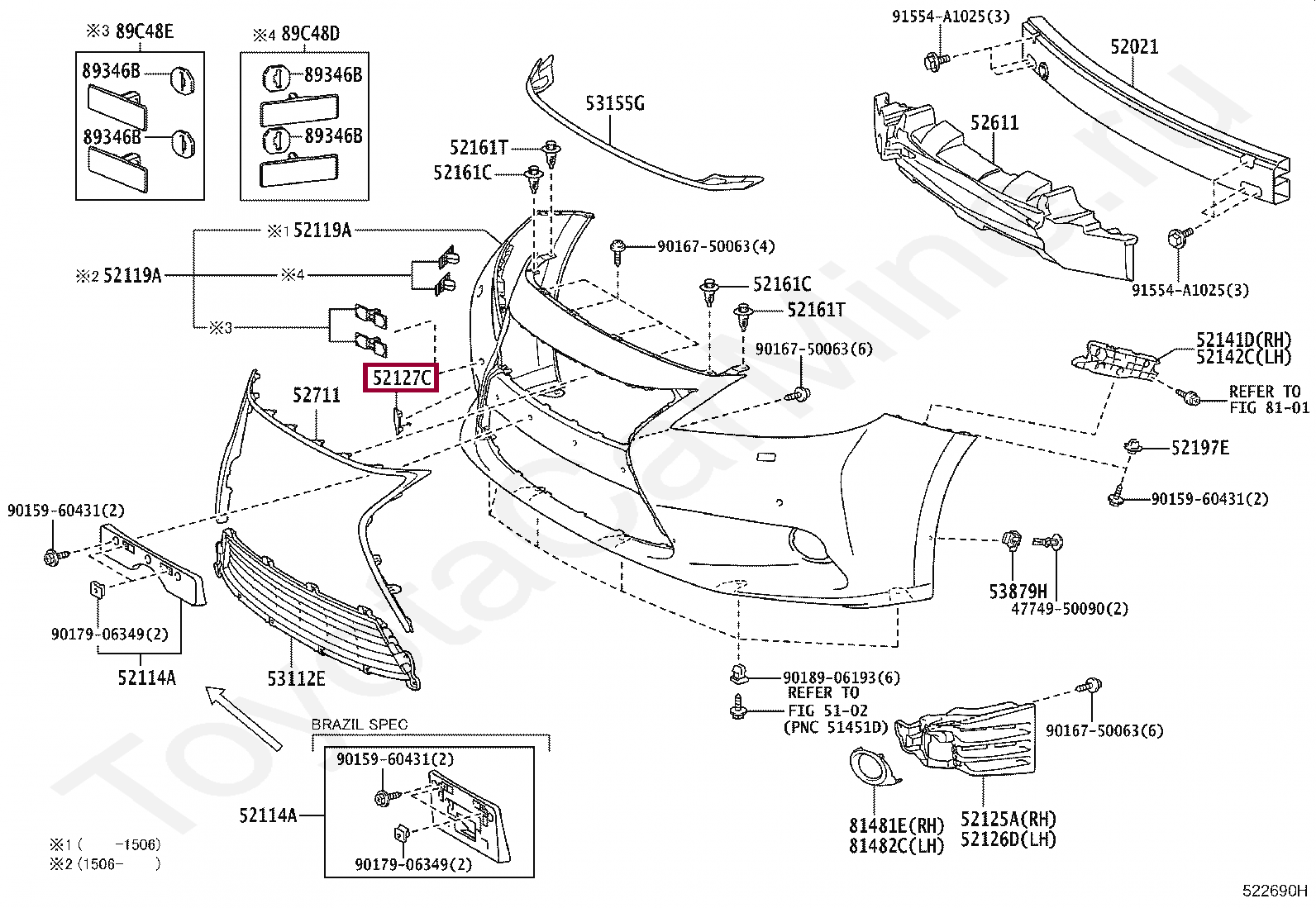 Запчасти Тойота: Заглушка буксировочного отверстия (5212833912)