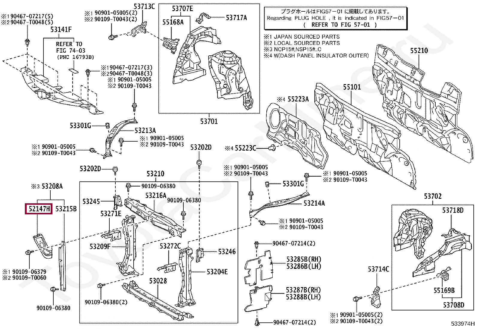 Запчасти Тойота: BRACKET, FRONT BUMPER MOUNTING (521470D130)