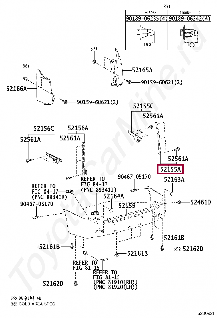 Запчасти Тойота: SUPPORT, REAR BUMPER SIDE, RH (5215558060)