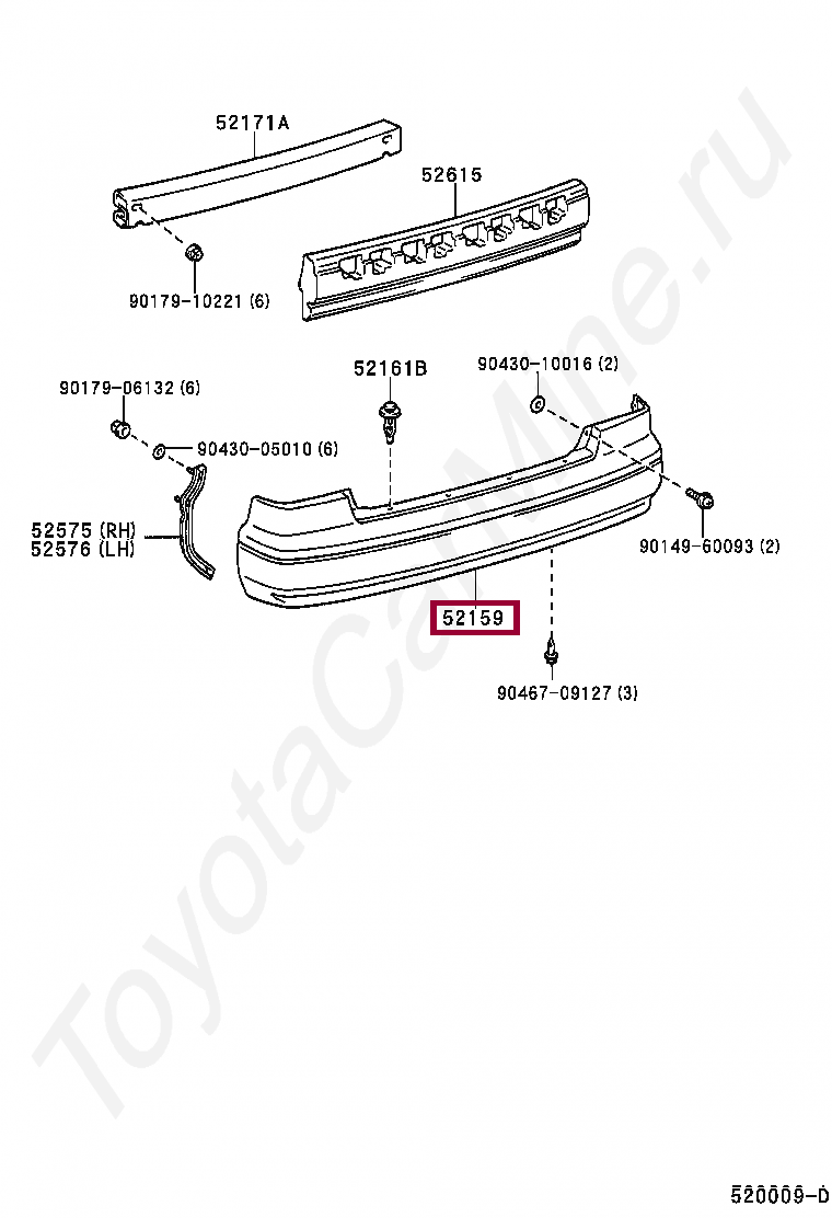 Запчасти Тойота: COVER, REAR BUMPER (5215933904)