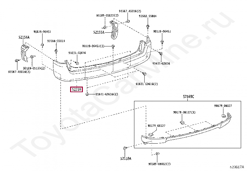 Запчасти Тойота: COVER, REAR BUMPER (5215952850C0)